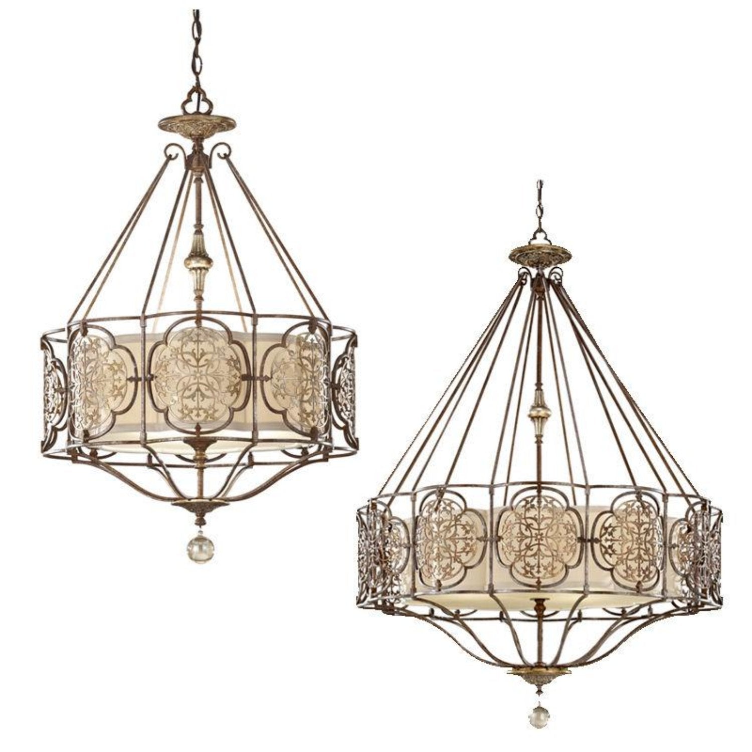 Elstead Marcella 3Lt/4Lt Pendant Light E27 in British Bronze/Oxidized