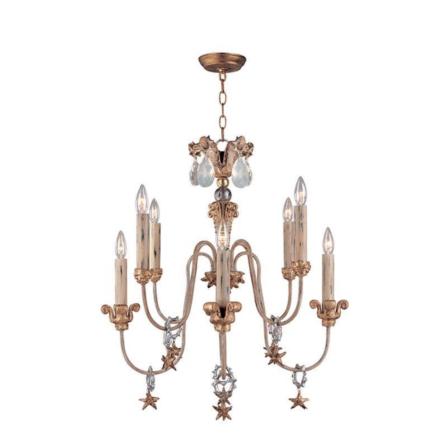 Elstead Mignon 8lt Chandelier E14 in Silver and Gold Finish Elstead