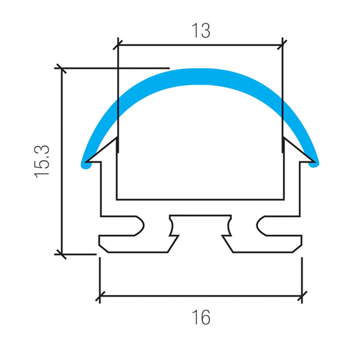 16mm x 15mm LED Channel 330 Surface Mount Profile in Silver - The ...