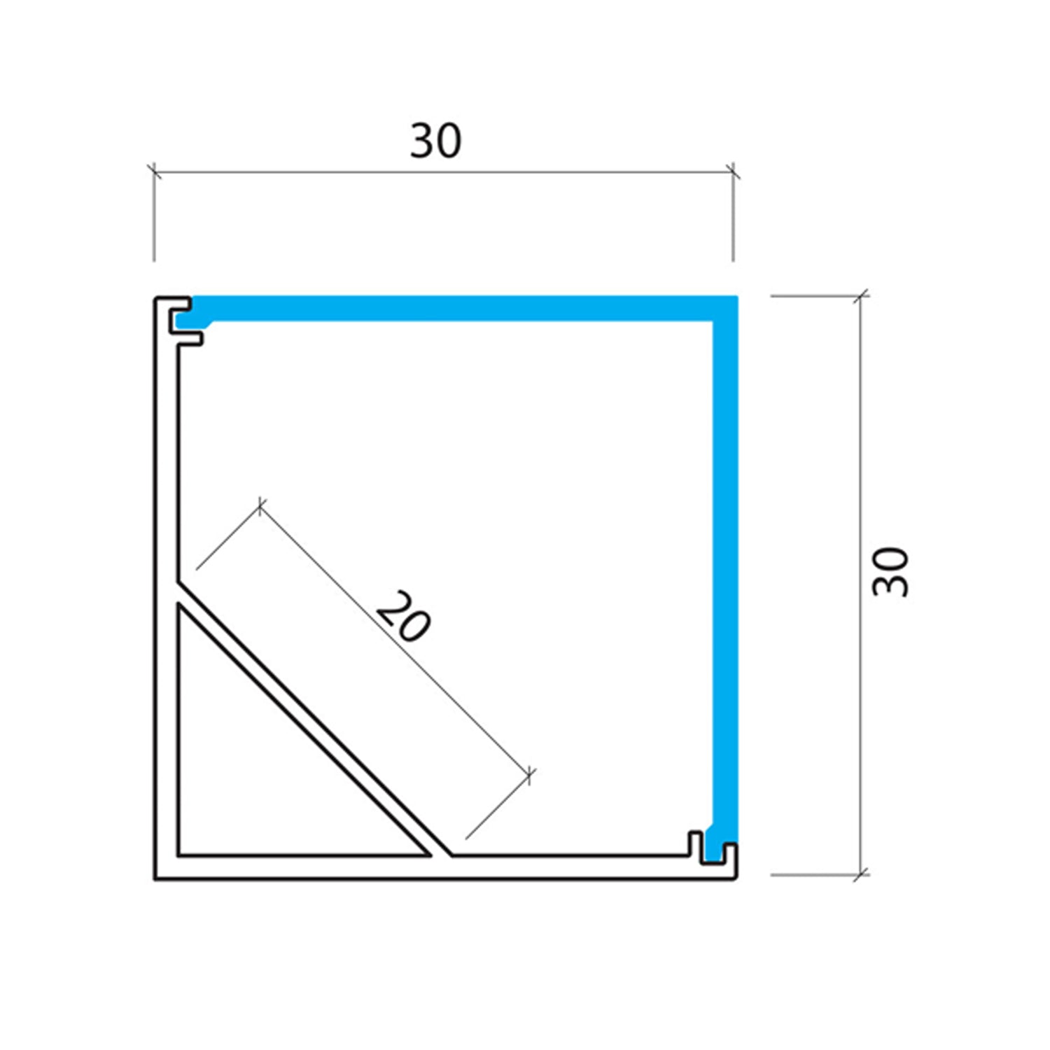 30mm x 30mm LED Channel 370 Large Corner Mount Profile in Silver - The ...