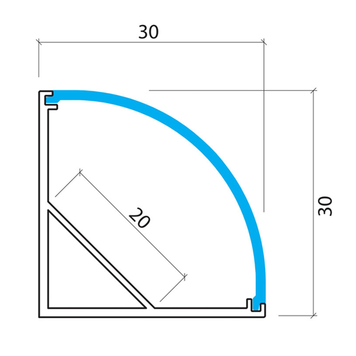 30mm x 30mm LED Channel 380 Large Corner Mount Profile in Silver - The ...