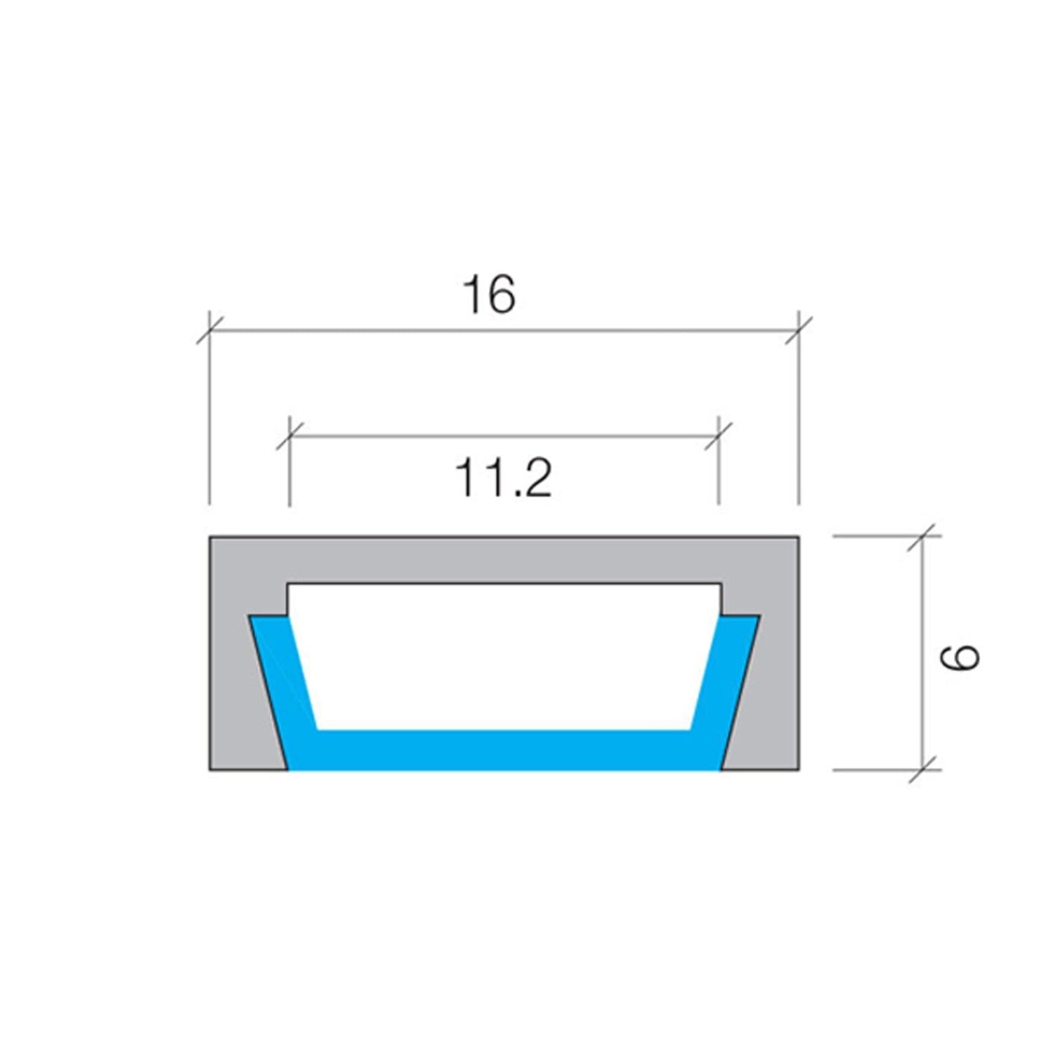 16mm x 6mm LED Channel 450 Slim Surface/Recessed Profile in Silver ...