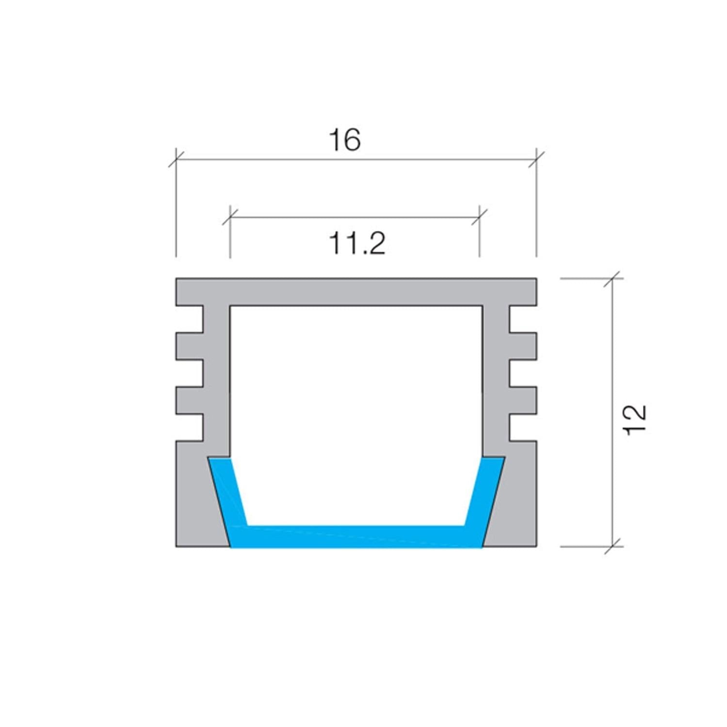 16mm x 12mm LED Channel 470 Slim Surface/Recessed Profile in Silver ...