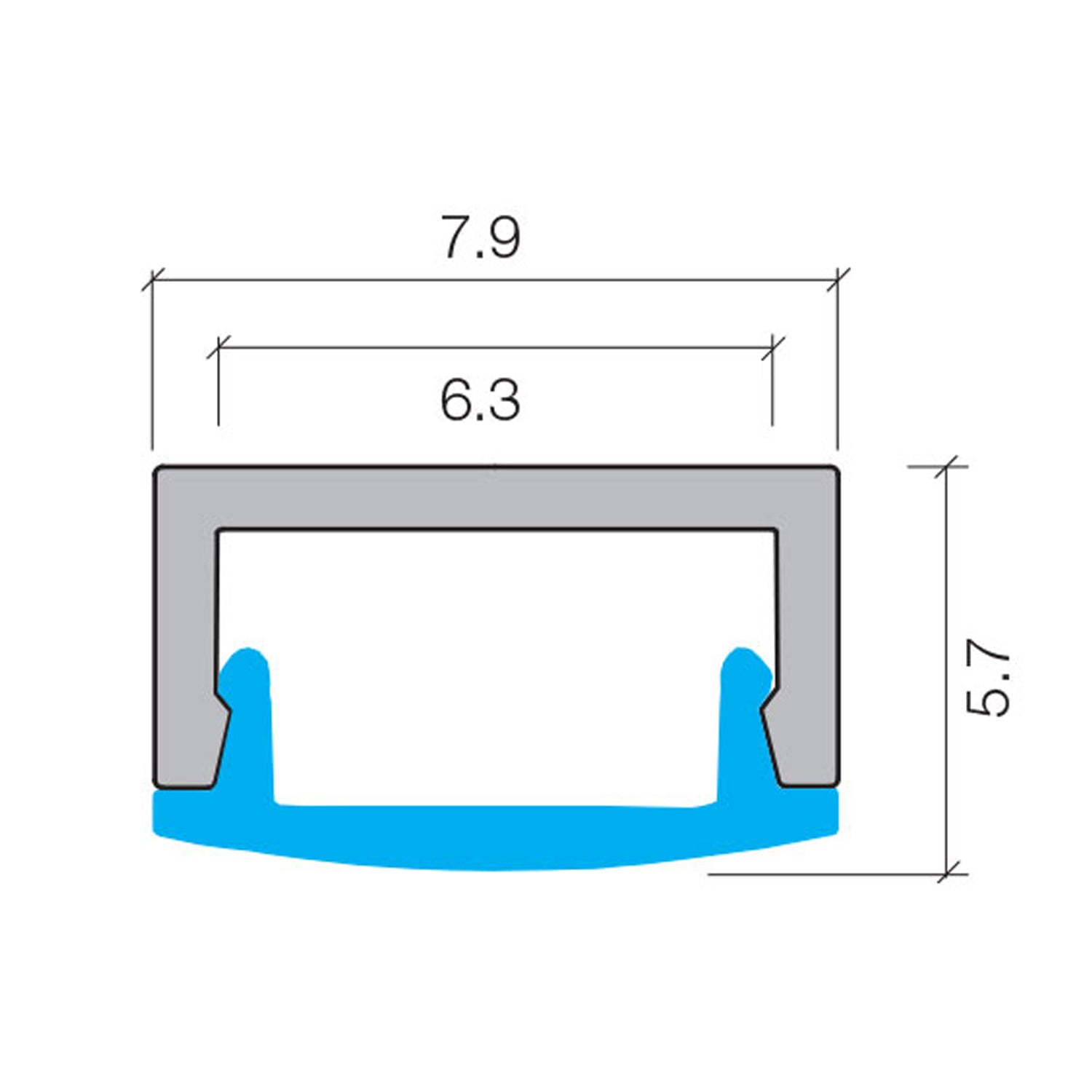 8mm x 6mm LED Channel 650 Micro Surface Mounted Profile in Silver - The ...