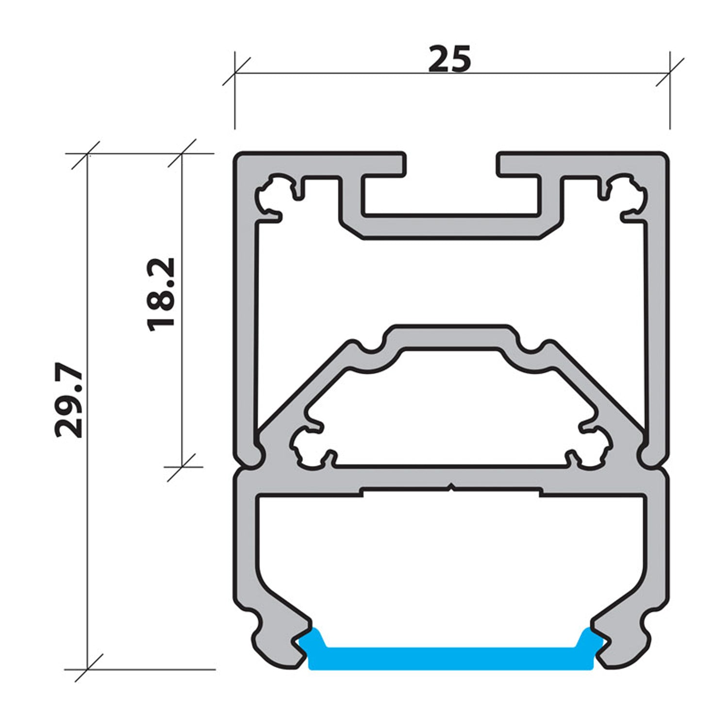25mm x 35mm LED Channel 750 Surface Mount Profile in Silver - The ...