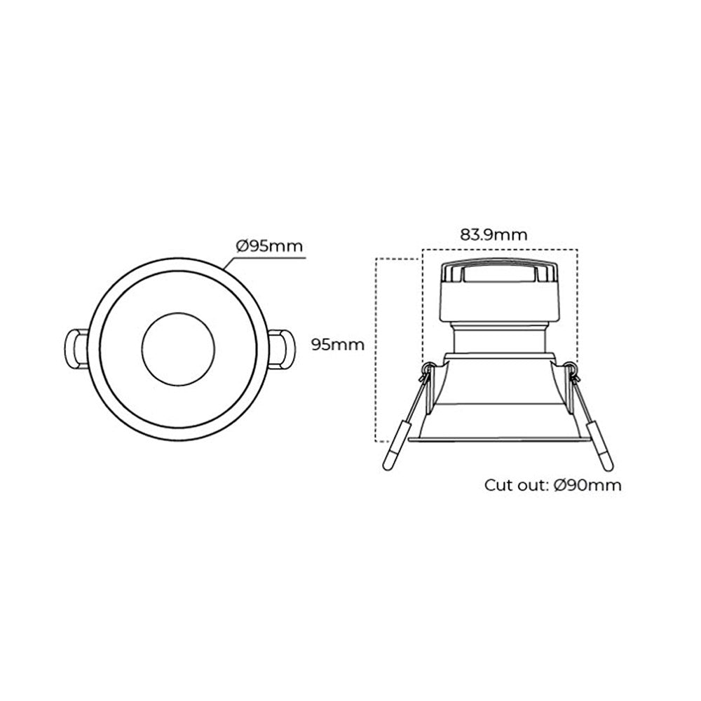 90mm LED Downlight 10w White CCT AT9029/WH/TRI Atom Lighting - The ...