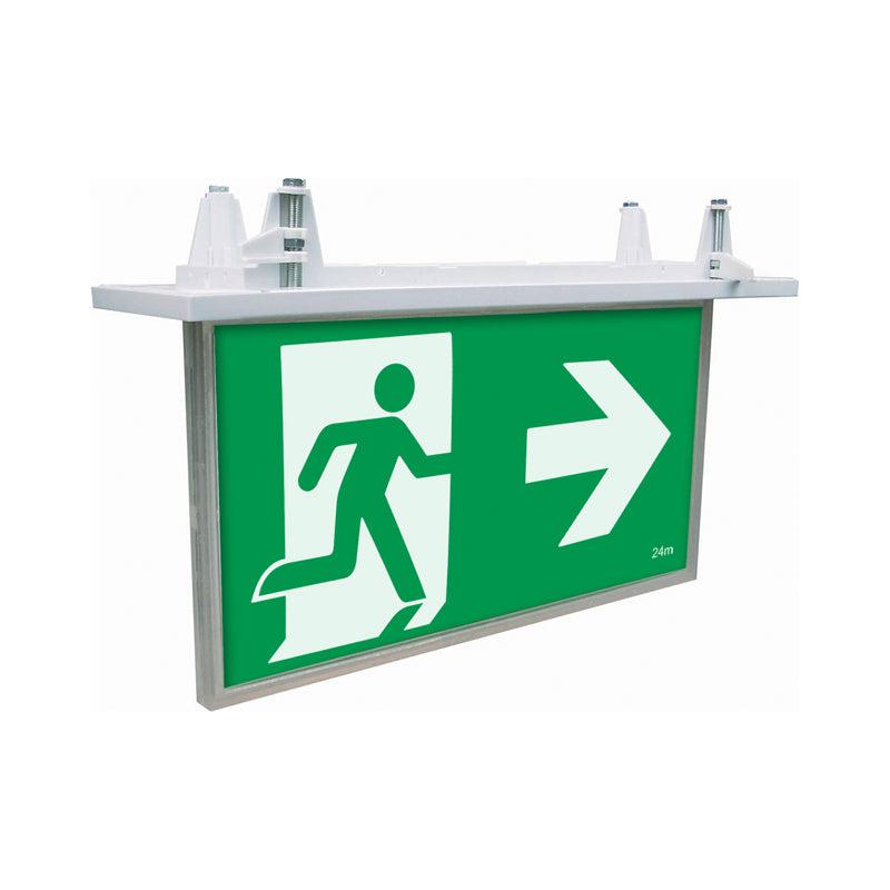 Blade Recessed LED Exit Sign with Emergency Downlight 2w in White/Blac ...