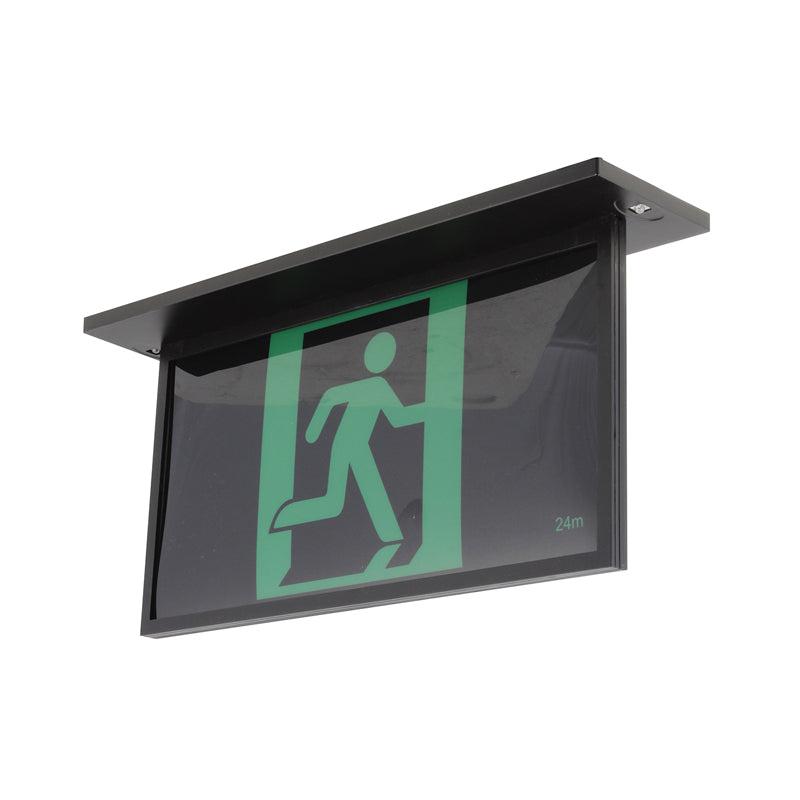 Blade Recessed LED Exit Sign with Emergency Downlight 2w in White/Blac ...