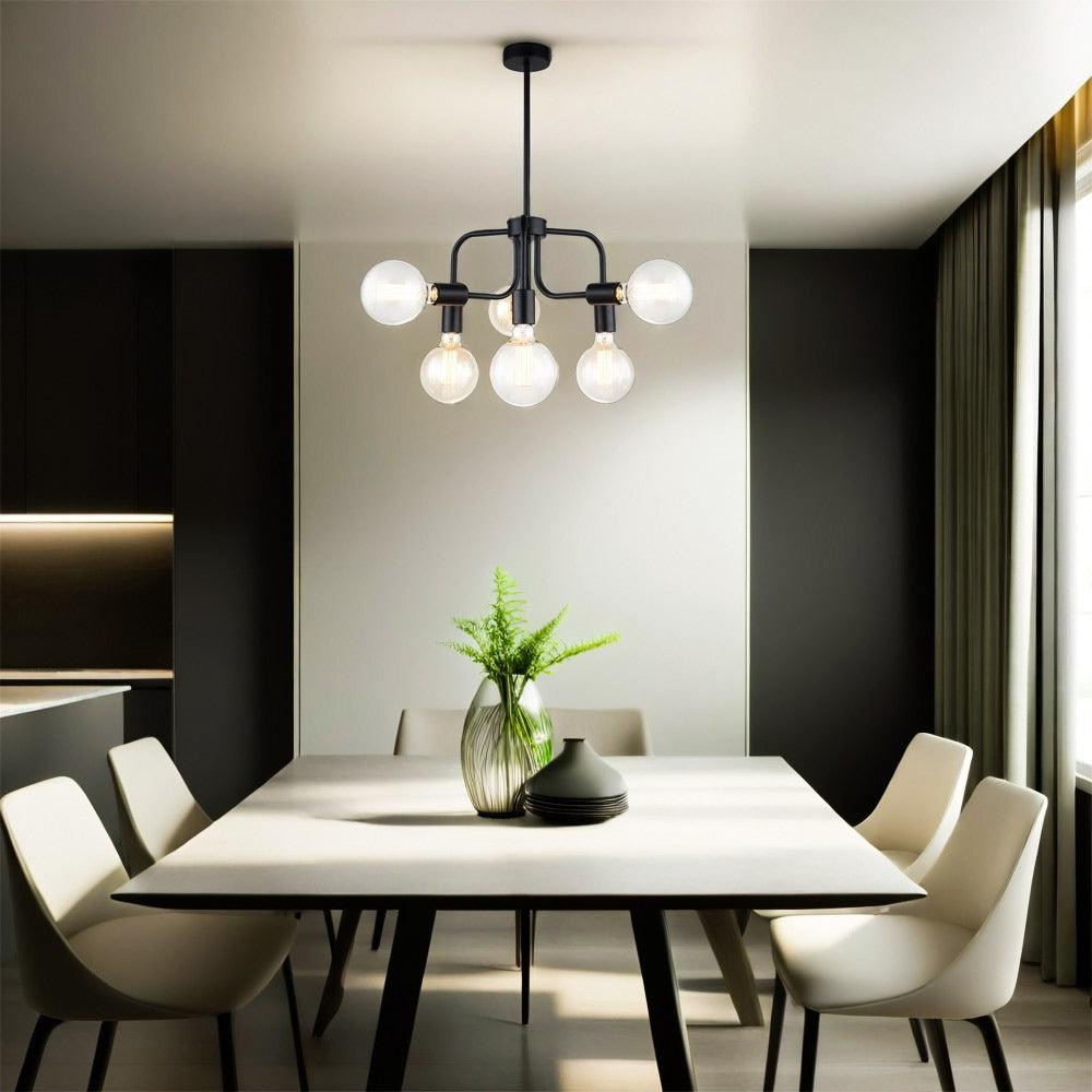 Hexa Interior Modern Abstract Pendant Light 6Lt E27 In Black/Gold Cla ...