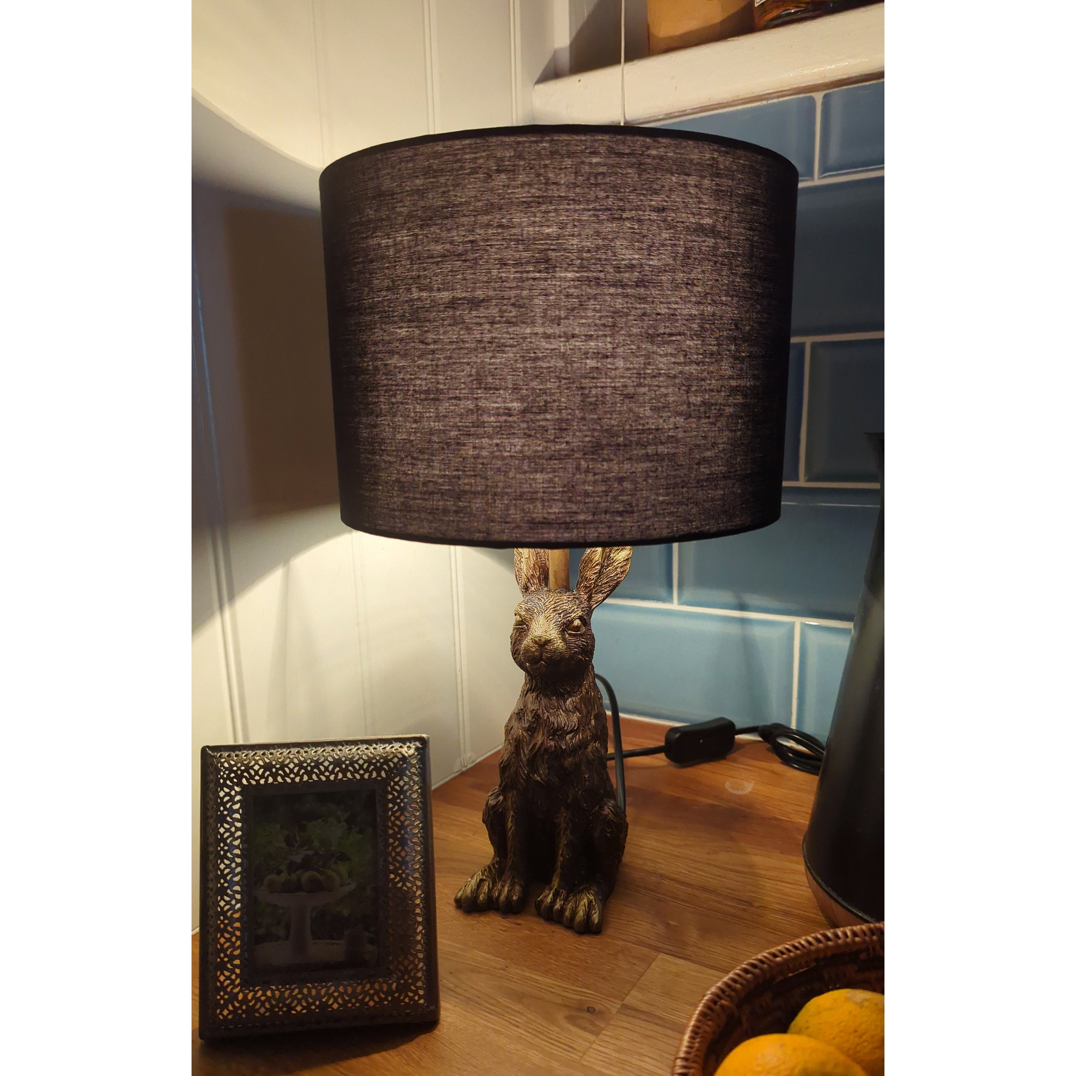 Rabbit Sitting Table Lamp in Gold Base w/ Black Shade - The Lighting ...