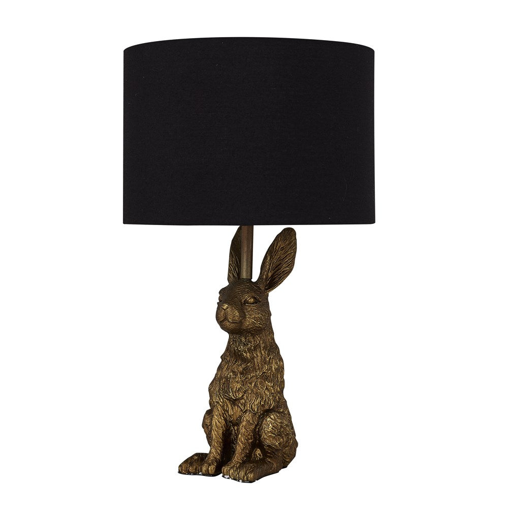 Rabbit Sitting Table Lamp in Gold Base w/ Black Shade - The Lighting ...