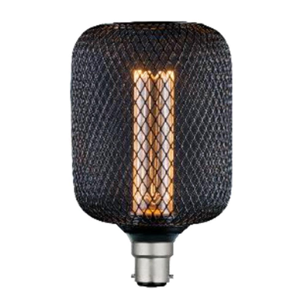 LED Vintage Decorative Globe Cylinder 4w in Black Metal Mesh - The ...
