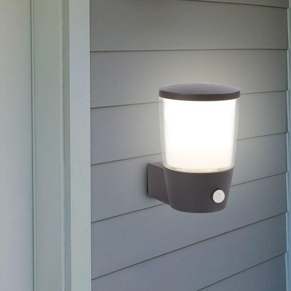 Coen Outdoor Wall Sensor Lantern In Charcoal - The Lighting Outlet NZ