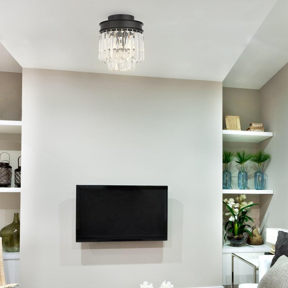 Serene Batten Fix in Black & Crystal - The Lighting Outlet NZ