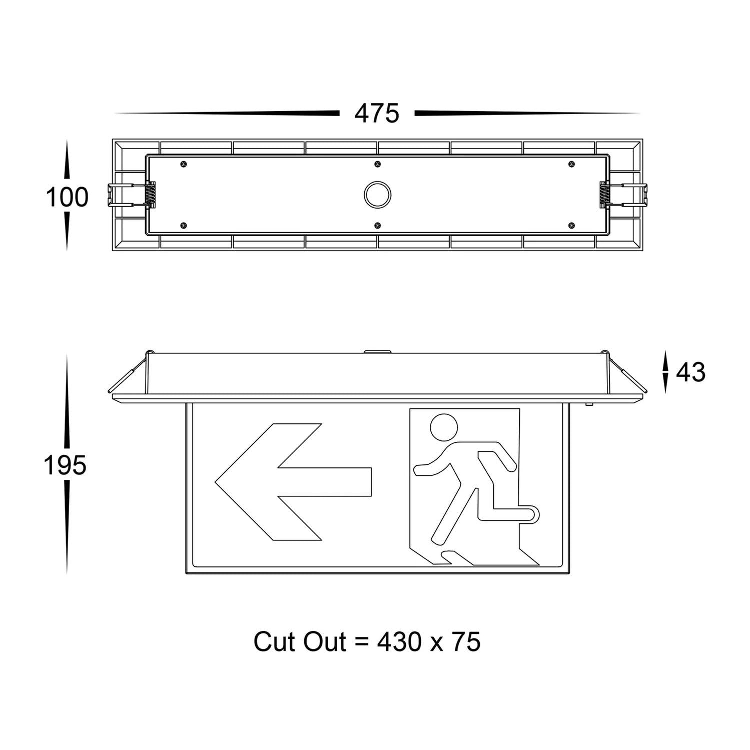 Slimline Recessed Led Exit Light 3W In Matt White - The Lighting Outlet NZ