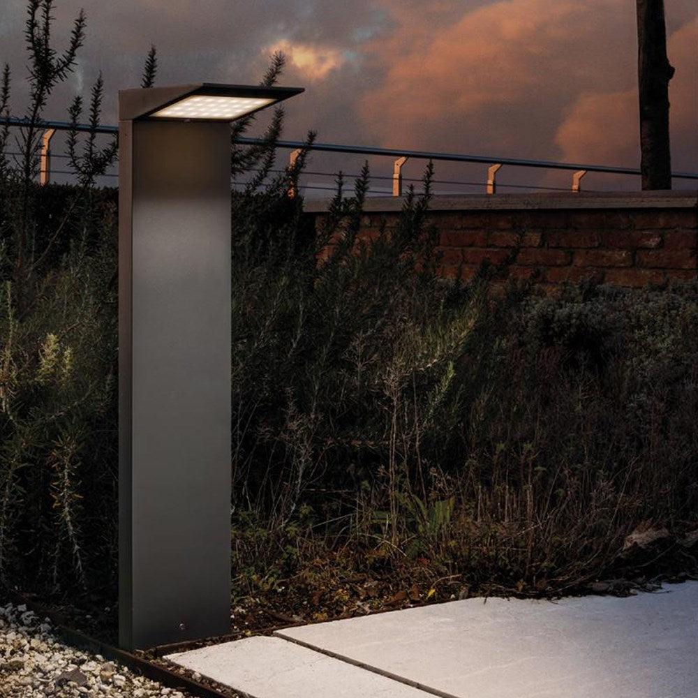 Solar LED Bollard Light in Dark Grey w/ Sensor - The Lighting Outlet NZ