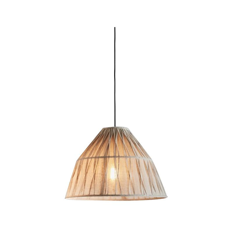 Viscount Pleated Round Linen Pendant Light E27 in Natural Linen Zaffer ...