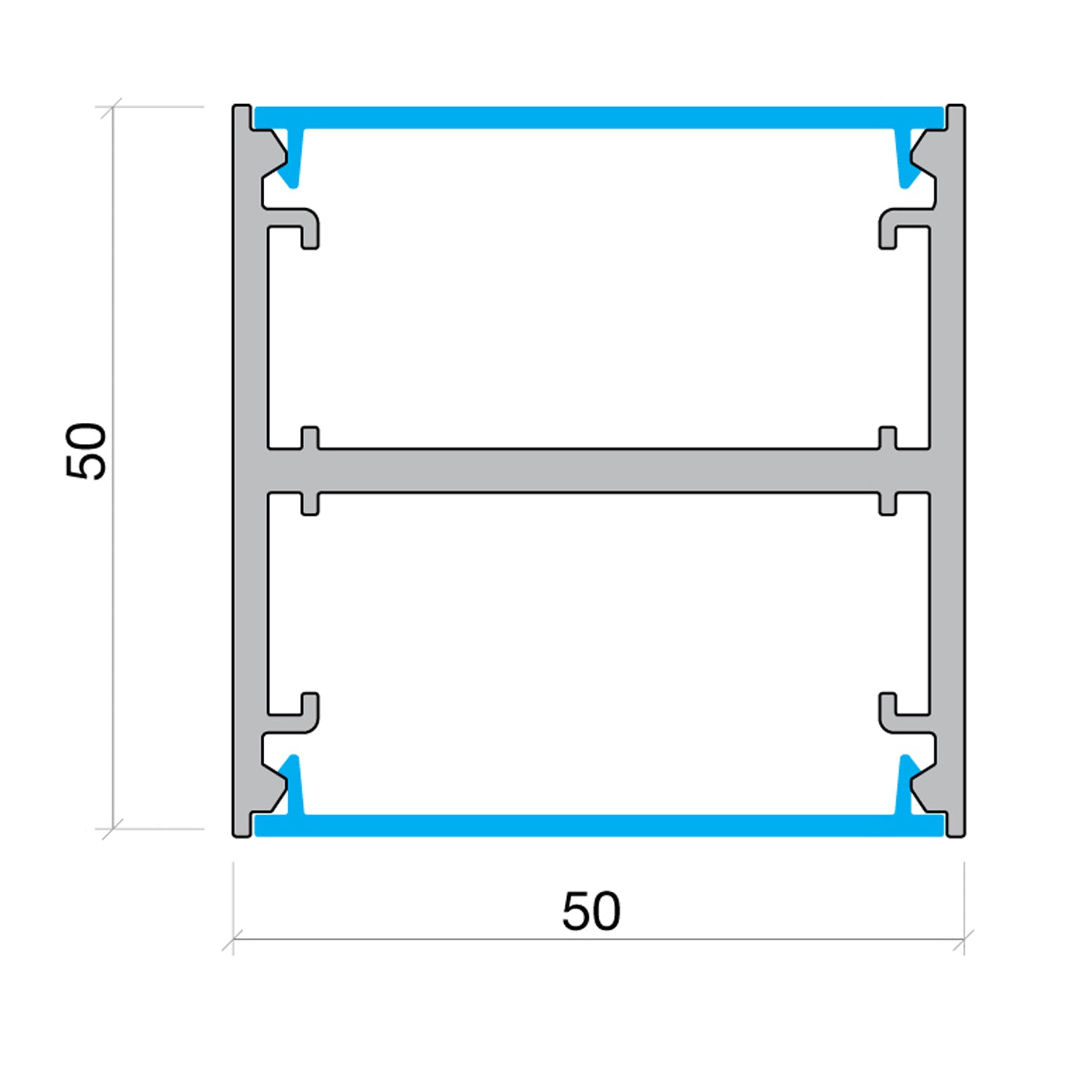 50mm x 50mm LED Channel 920 Direct/In-Direct Suspended Profile in Raw ...