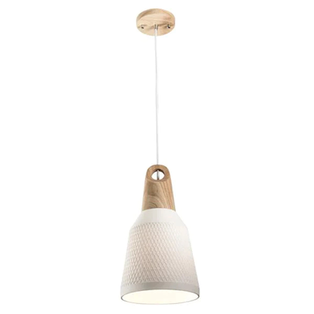 Pendant Light in White w/ Oak Timber (Small/Large) - The Lighting Outlet NZ