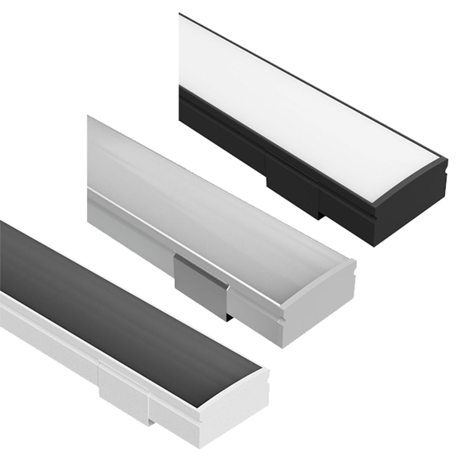 17mm x 9mm LED Channel 110 Slim Surface Mounted Profile in Black, Silv ...