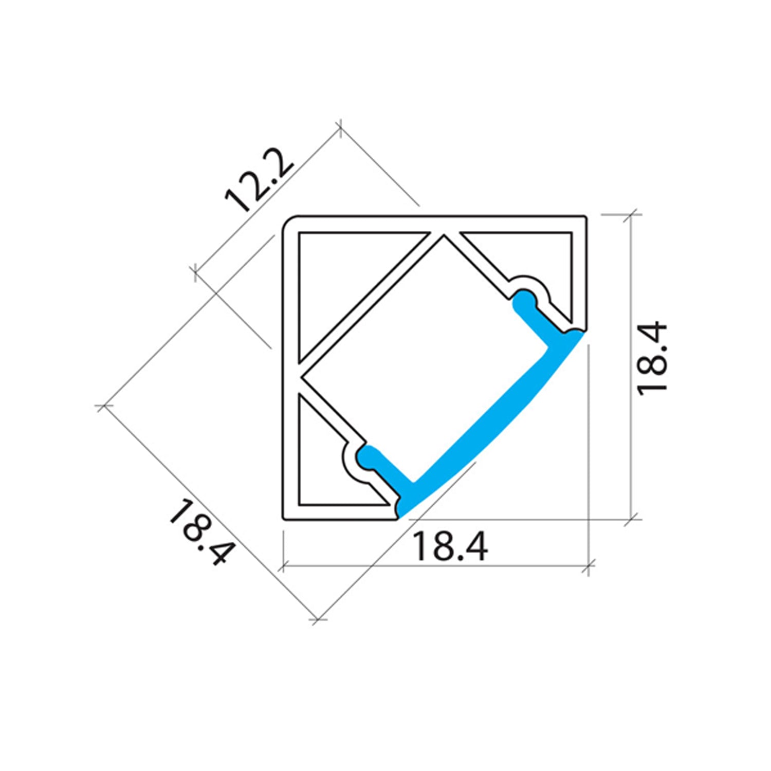 18mm x 18mm LED Channel 170 Medium Depth Corner Mount Profile in Black ...