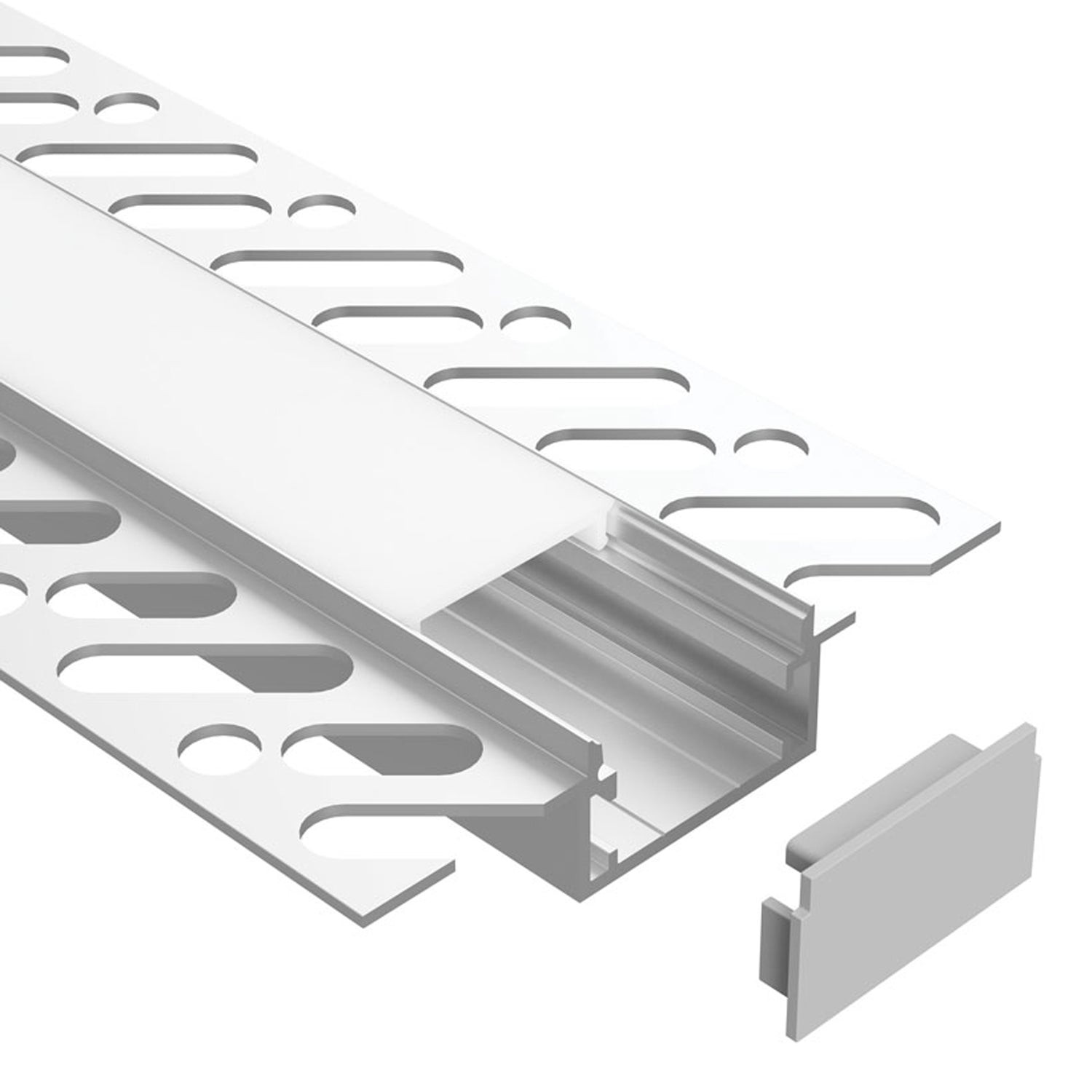 67mm x 17mm LED Channel 800 Recessed Plaster Mount Profile in Silver ...