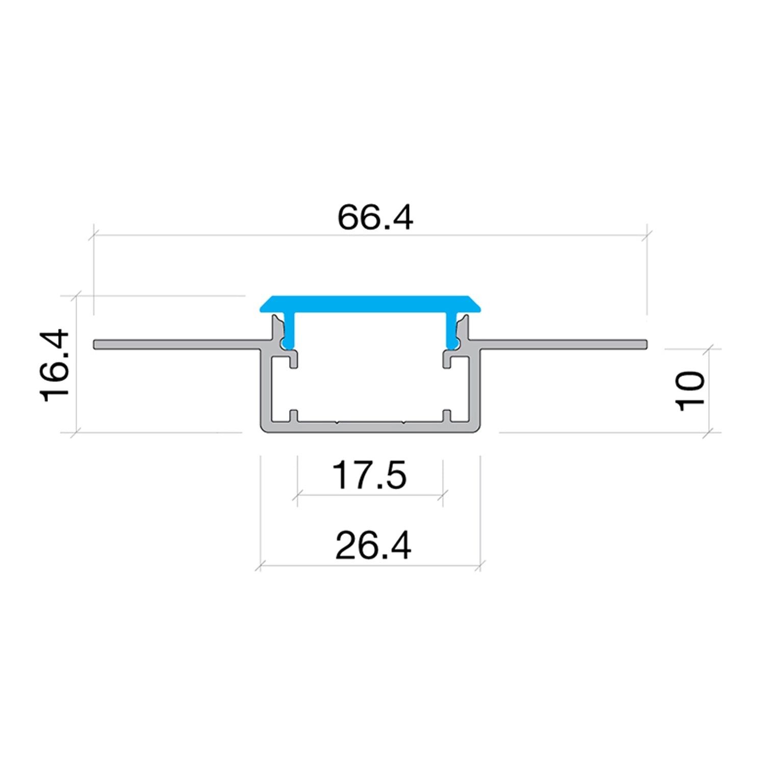 67mm x 17mm LED Channel 800 Recessed Plaster Mount Profile in Silver ...